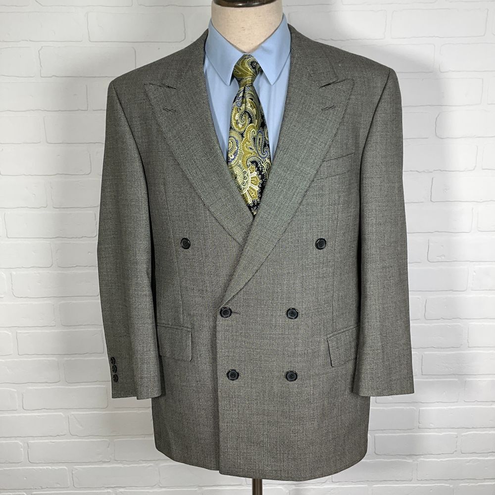 Alan Flusser Blazer Men 42 Black White Birdseye Bespo… - Gem